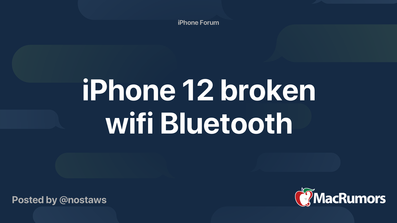 iPhone 12 broken wifi Bluetooth | MacRumors Forums