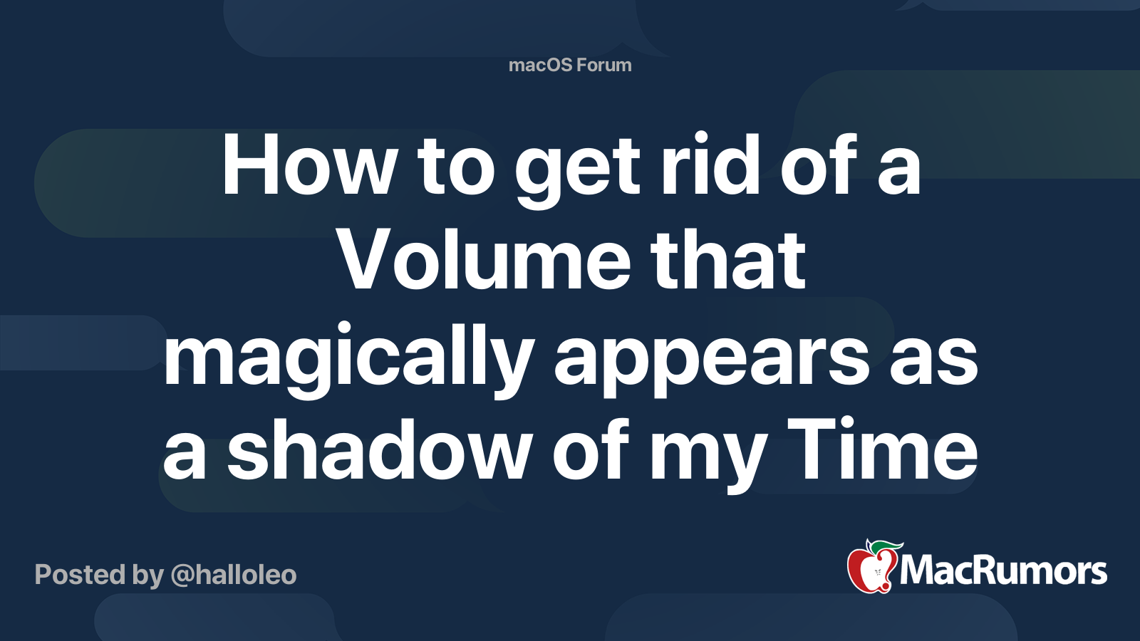 How to get rid of a Volume that magically appears as a shadow of my Time Machine drive ...