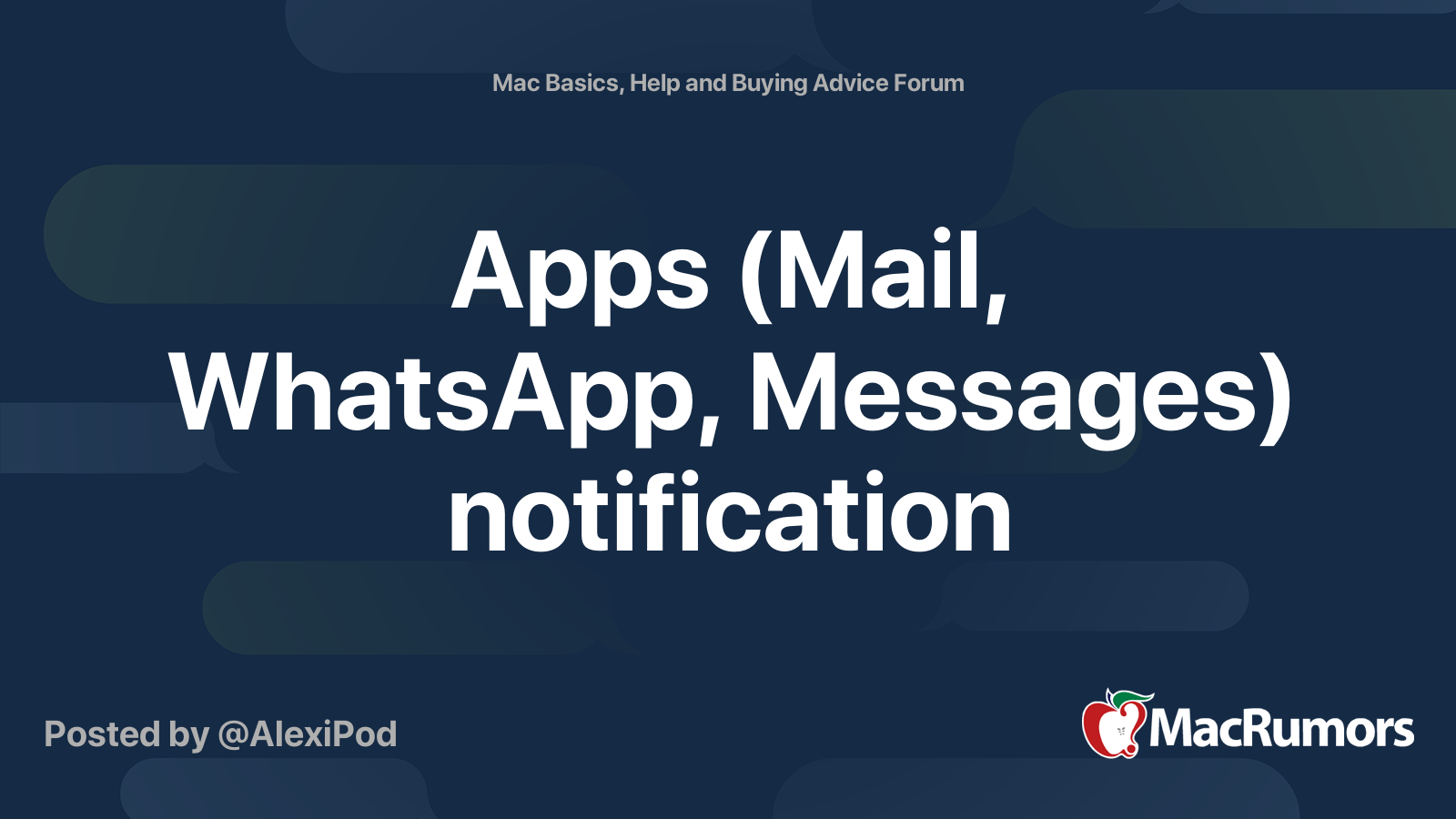 Apps (Mail, WhatsApp, Messages) notification | MacRumors Forums