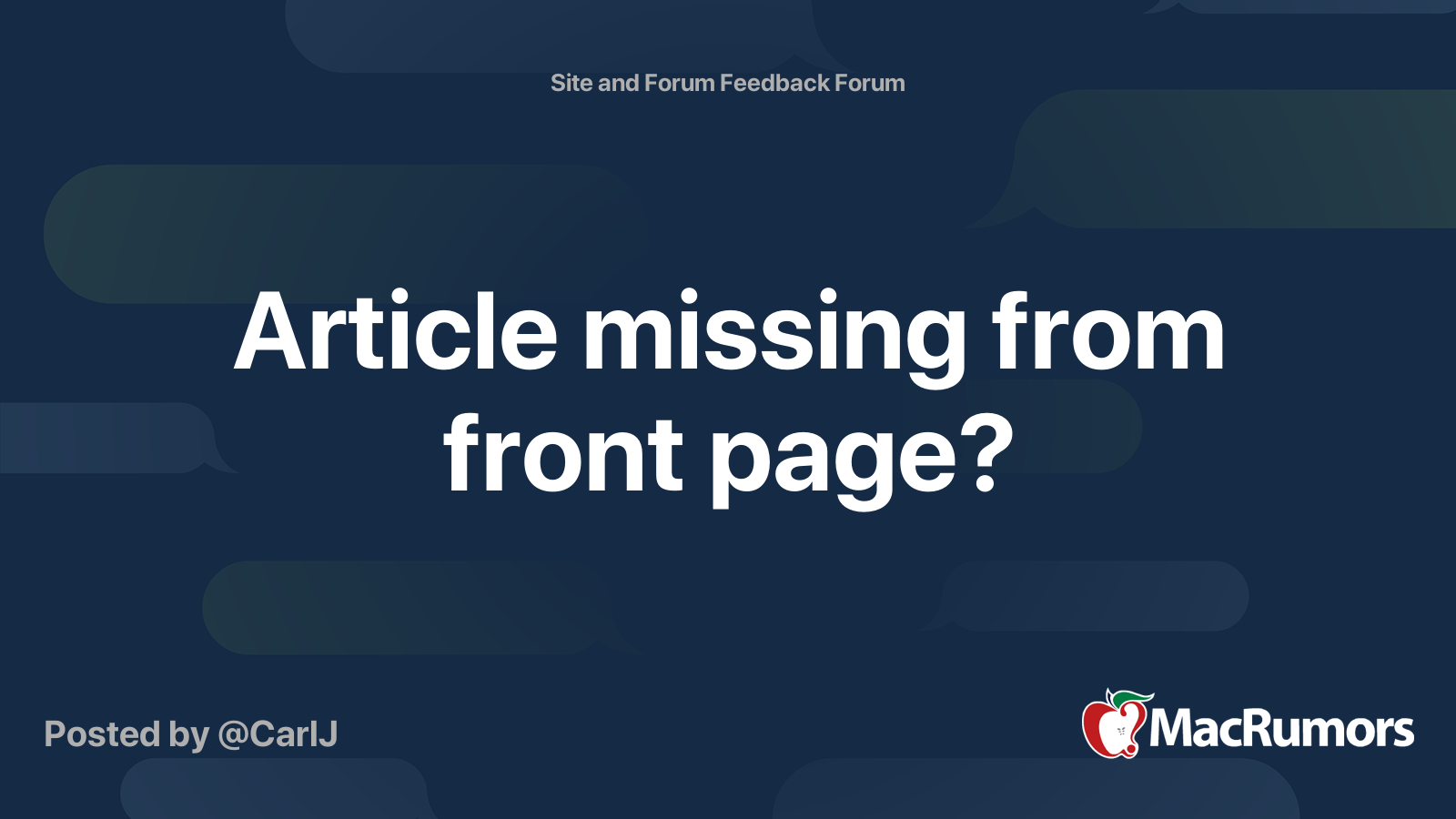 Article missing from front page? | MacRumors Forums