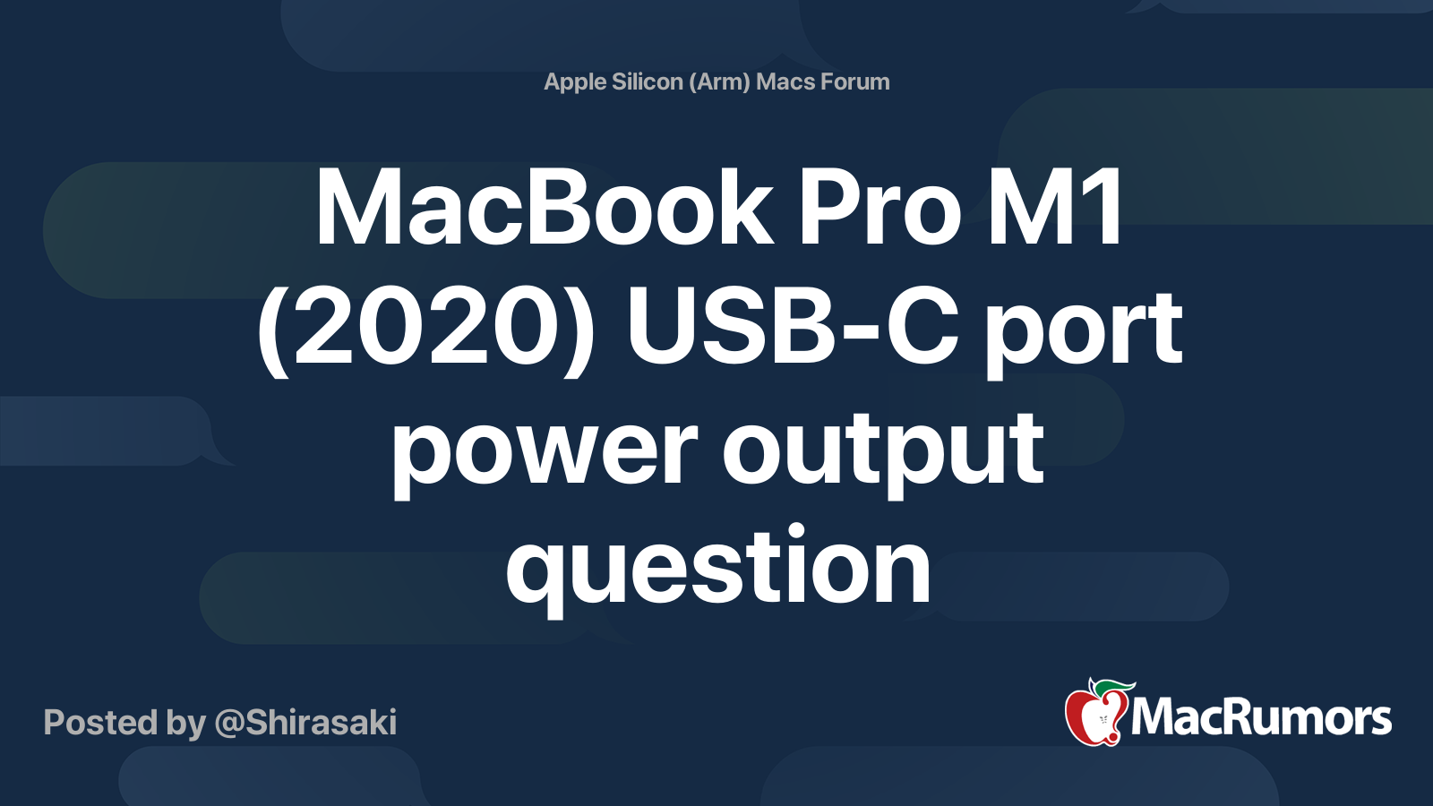 MacBook Pro M1 (2020) USB-C port power output question | MacRumors Forums