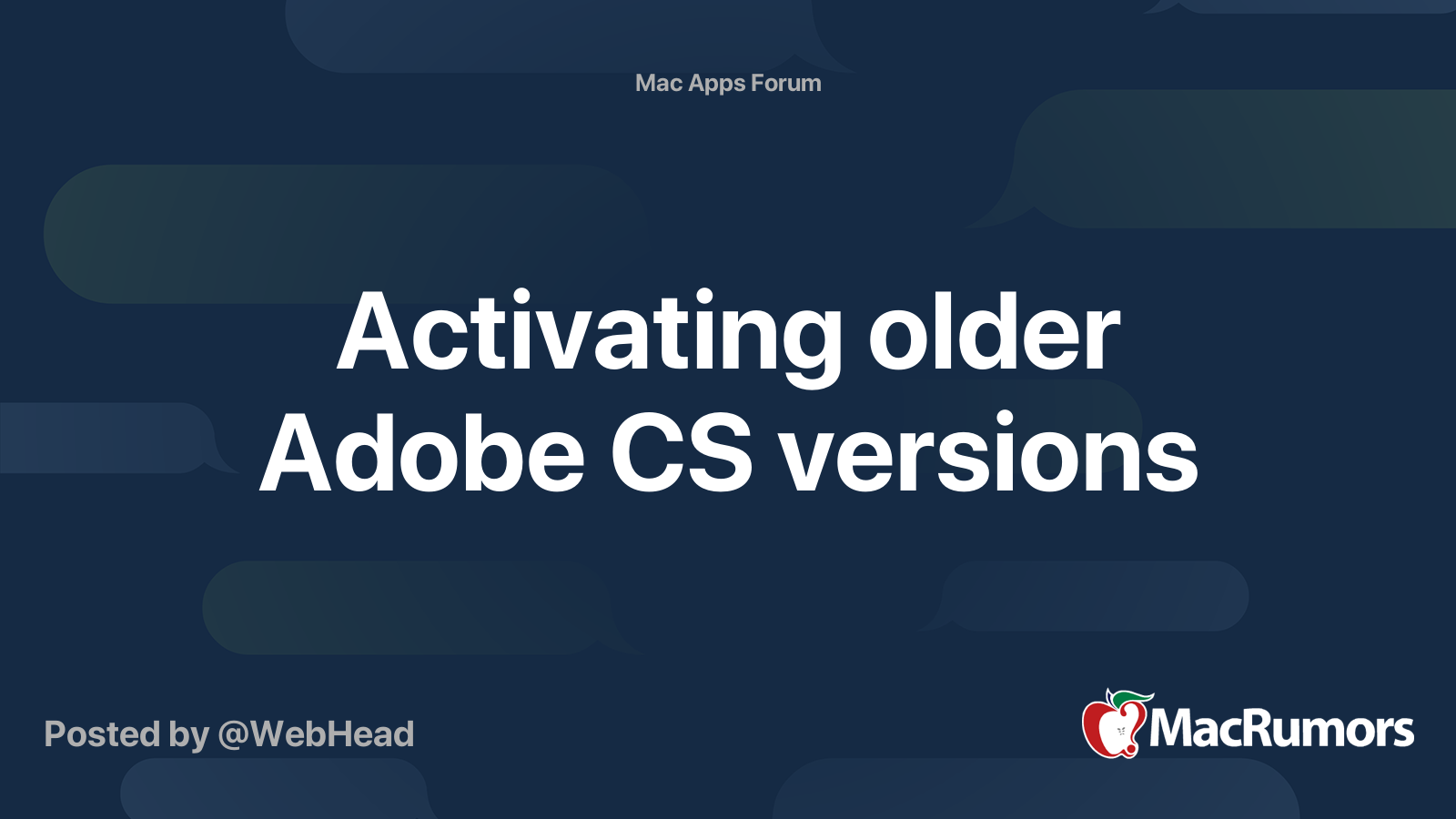 Activating older Adobe CS versions | MacRumors Forums