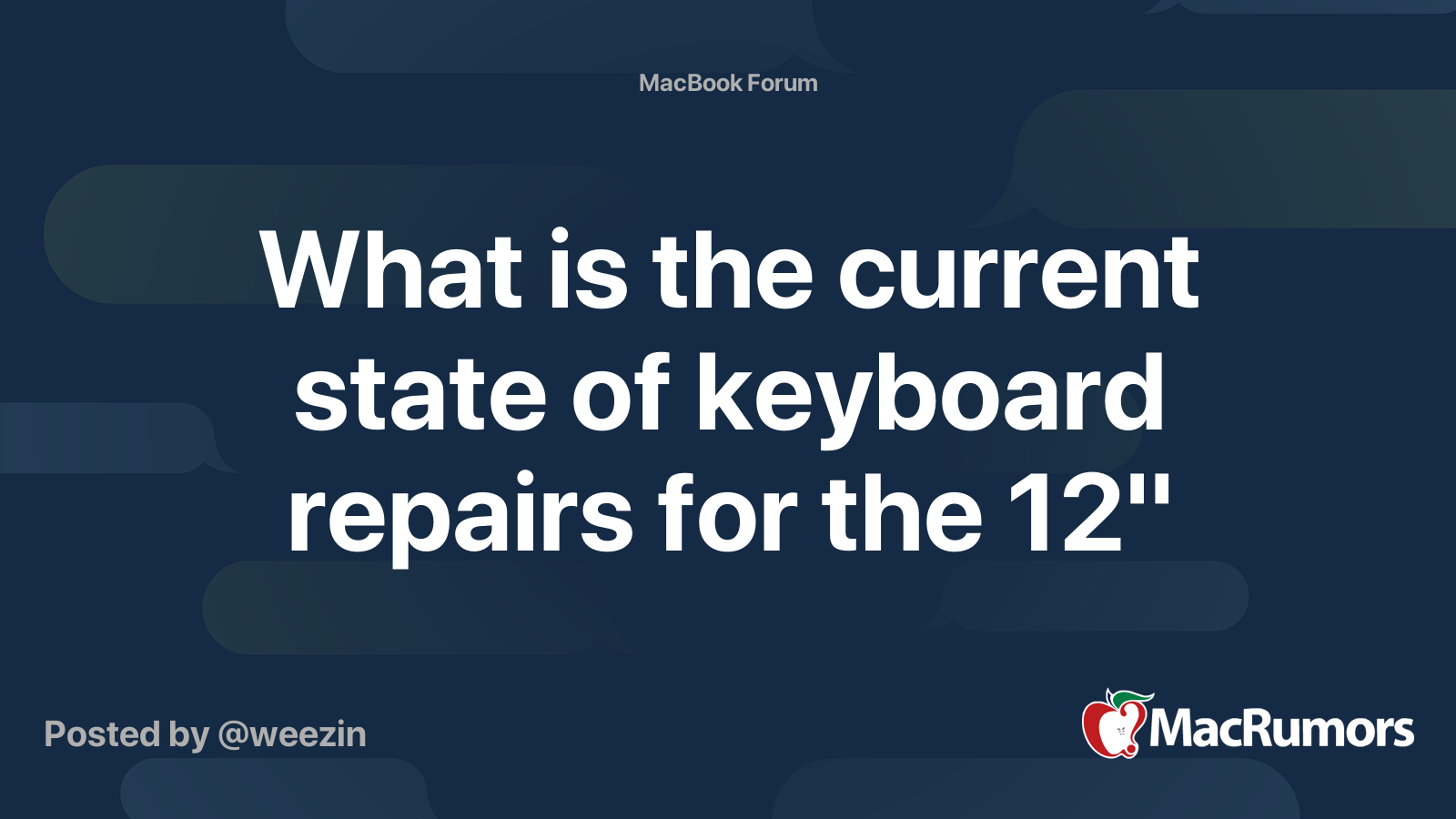 What is the current state of keyboard repairs for the 12" | MacRumors Forums