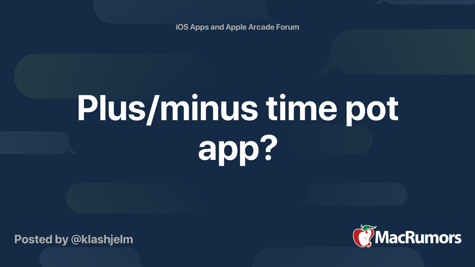 Plus/minus time pot app? | MacRumors Forums