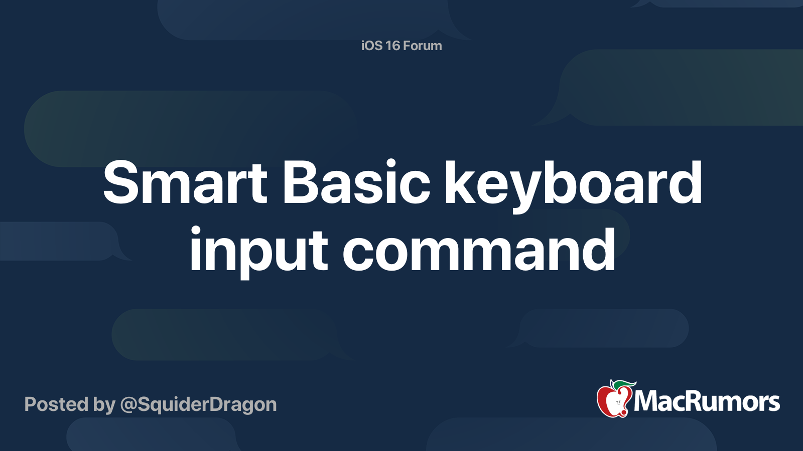 Smart Basic keyboard input command | MacRumors Forums