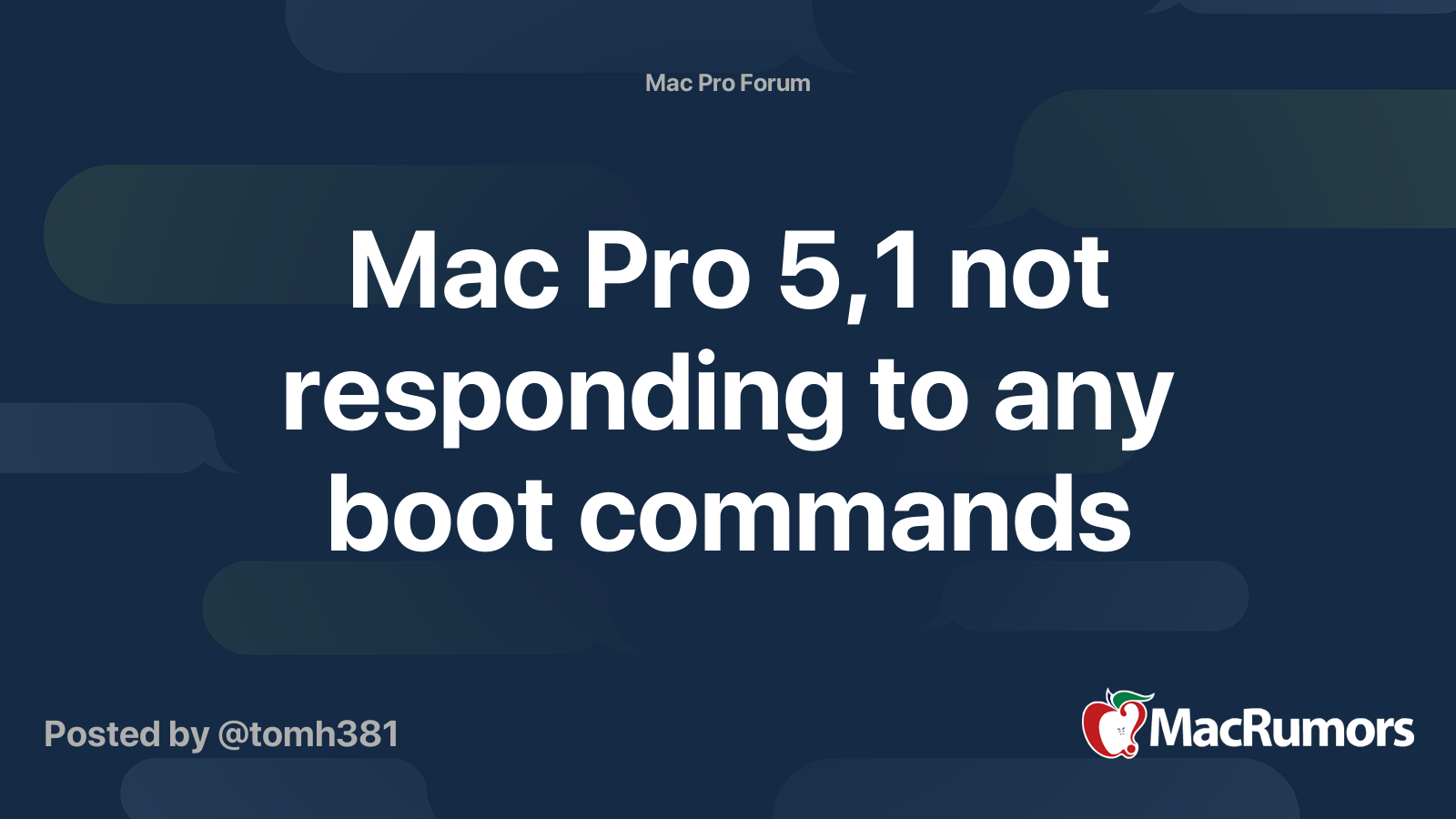 Mac Pro 5,1 not responding to any boot commands | MacRumors Forums