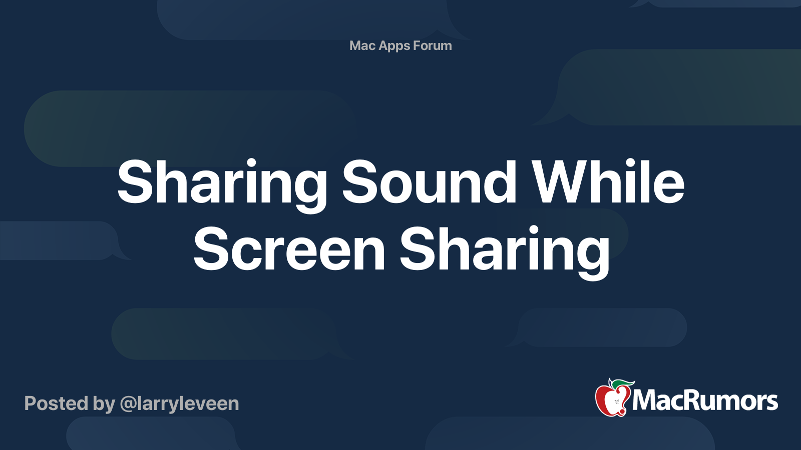Sharing Sound While Screen Sharing | MacRumors Forums