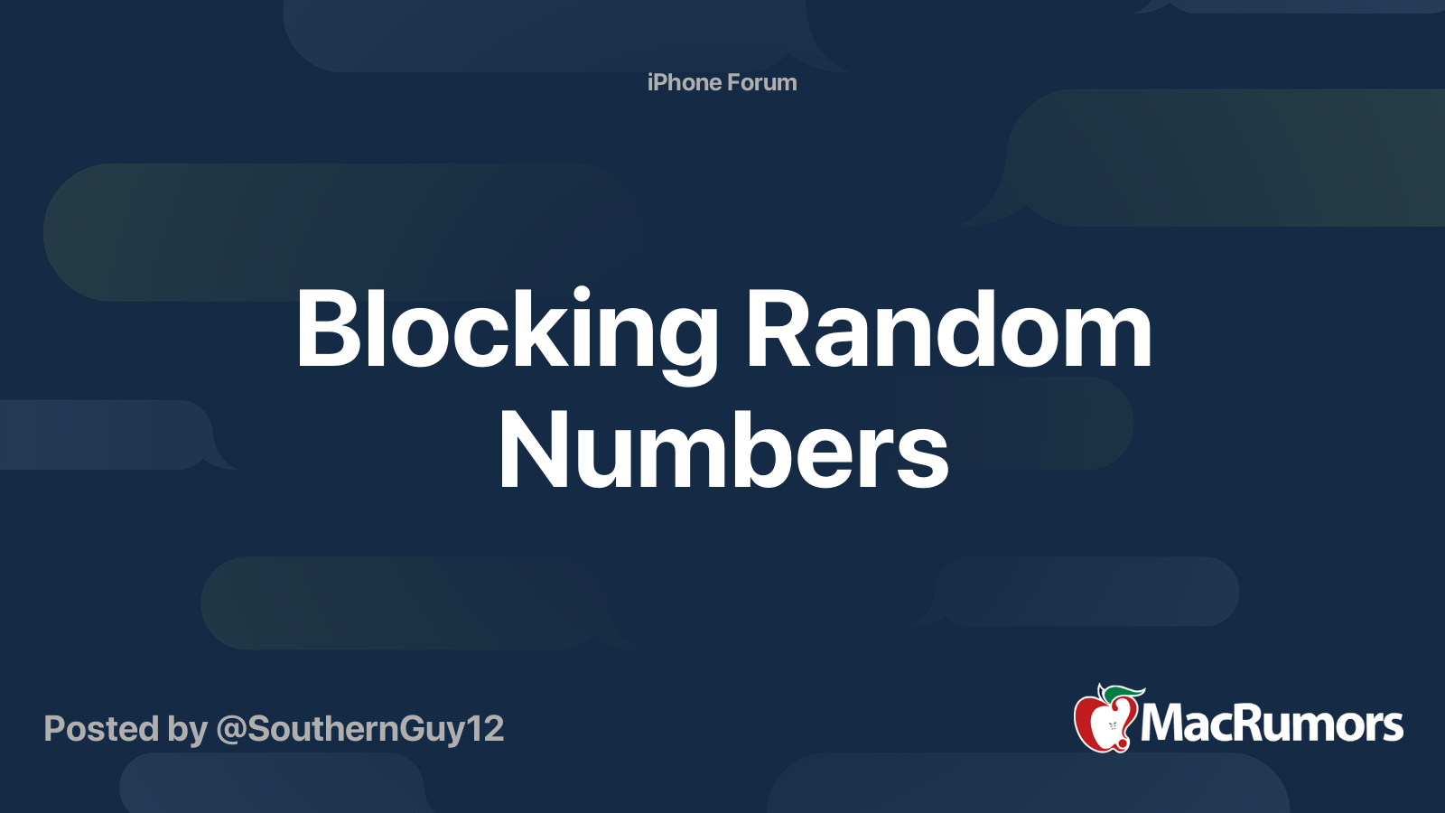Blocking Random Numbers | MacRumors Forums