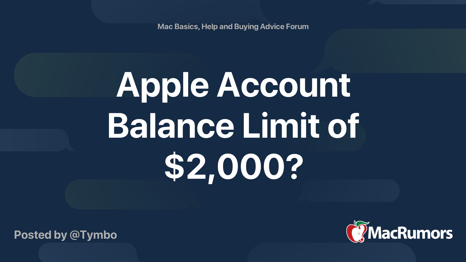 Apple Account Balance Limit of $2,000? | MacRumors Forums