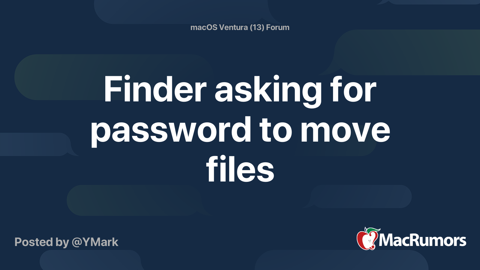 Finder asking for password to move files | MacRumors Forums