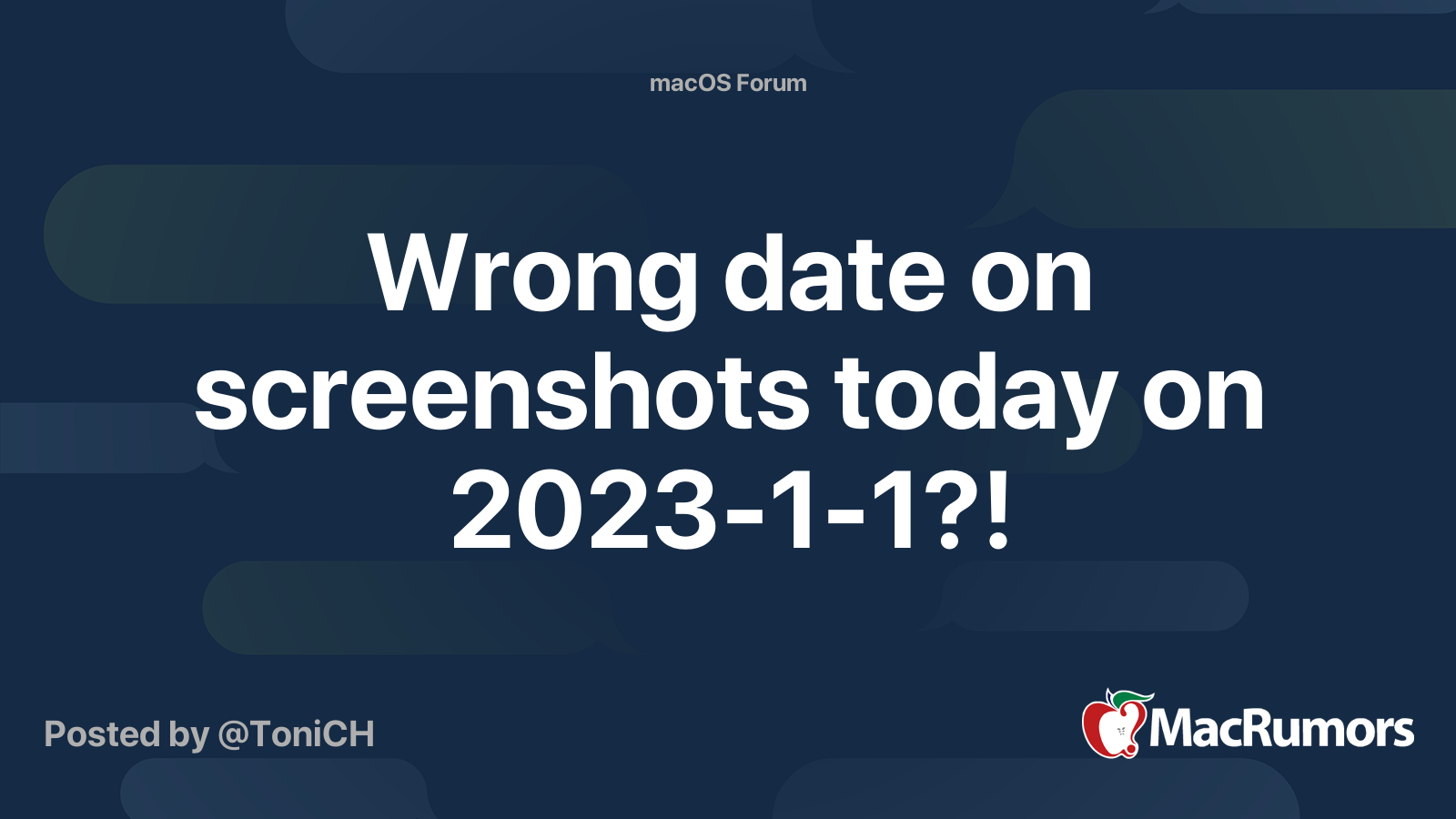 Wrong date on screenshots today on 2023-1-1?! | MacRumors Forums