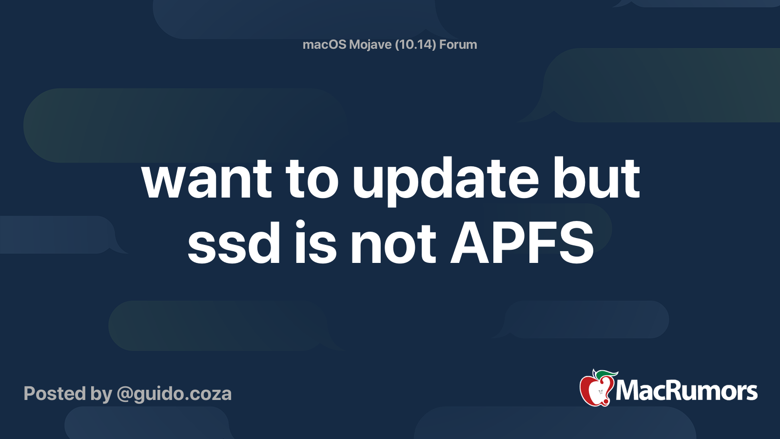 want to update but ssd is not APFS | MacRumors Forums