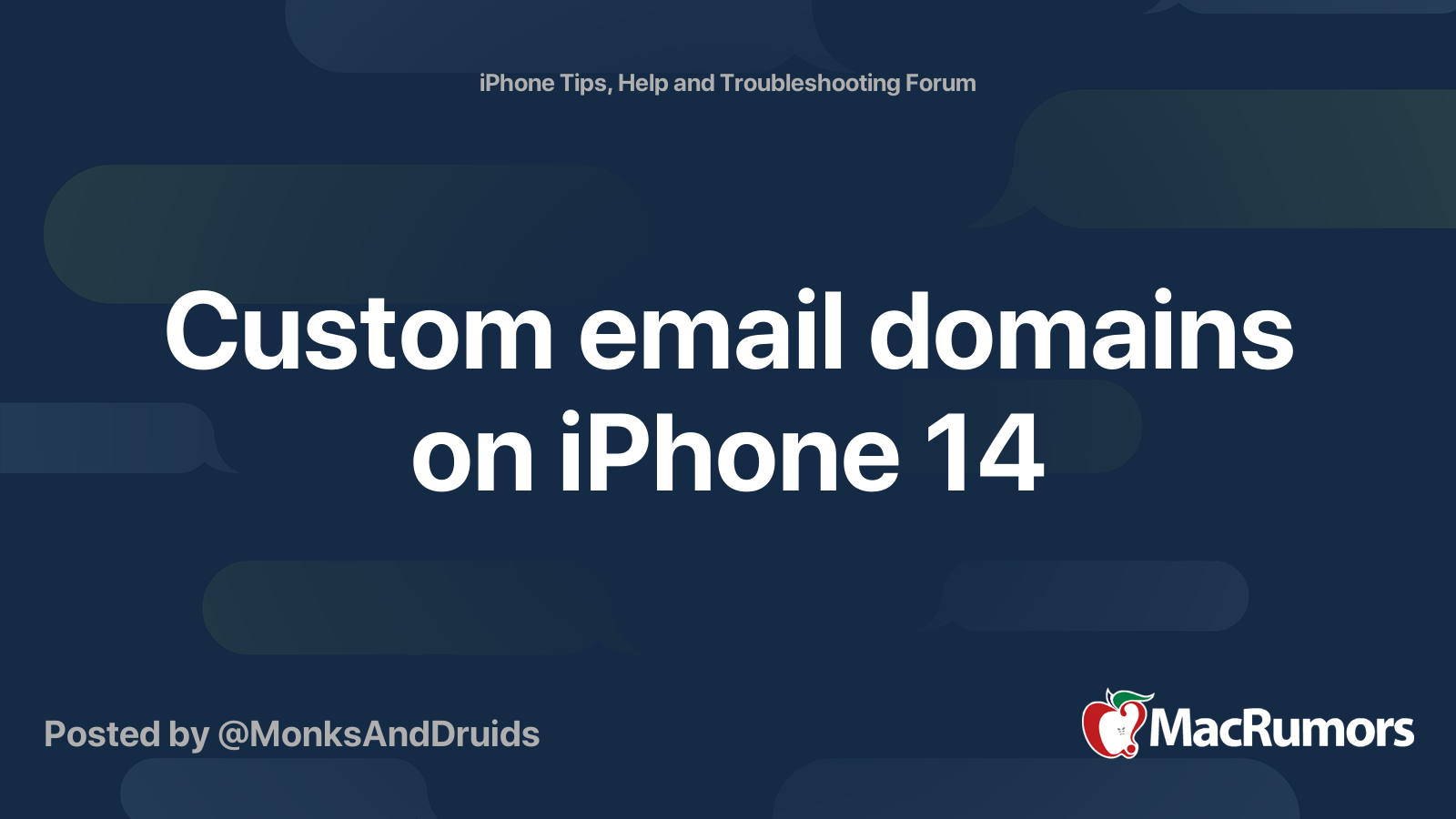 Custom email domains on iPhone 14 | MacRumors Forums
