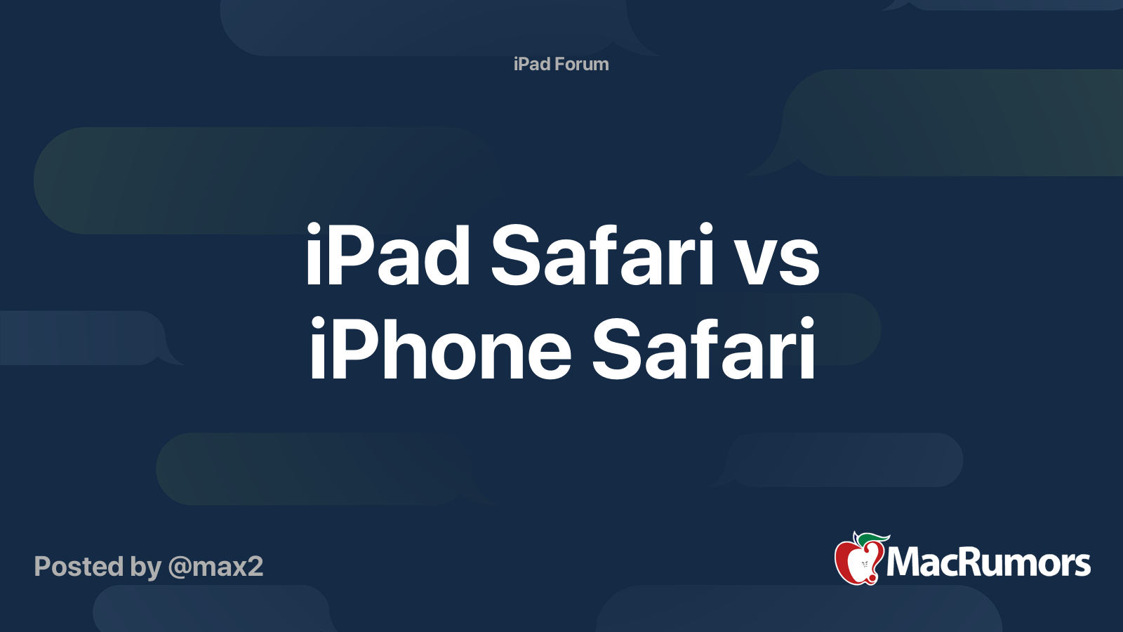 iPad Safari vs iPhone Safari | MacRumors Forums