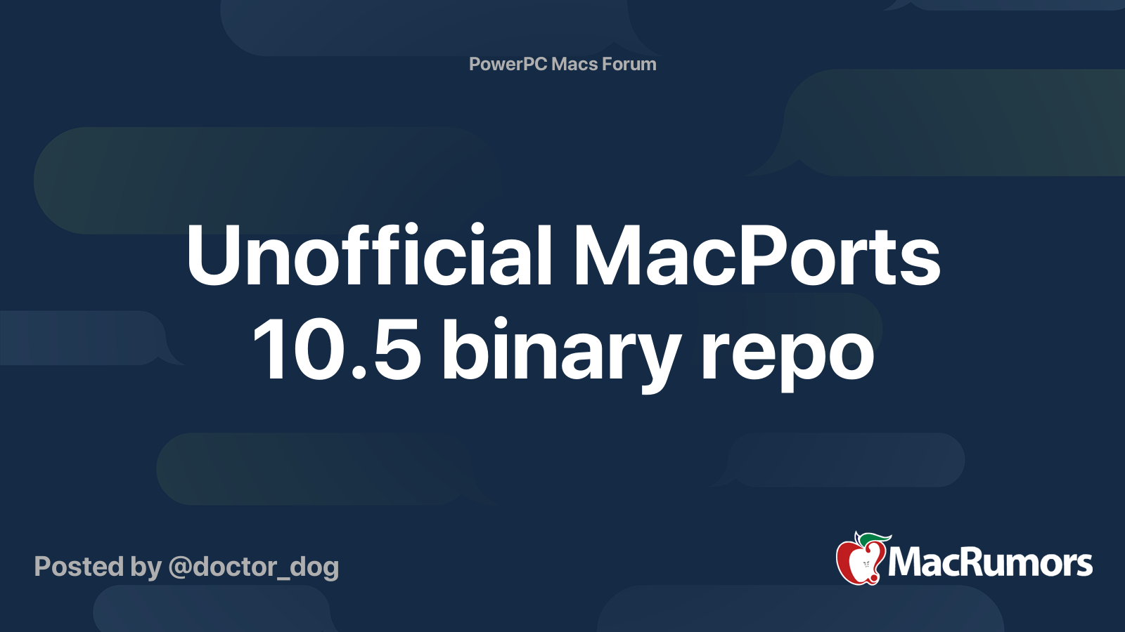 Unofficial MacPorts 10.5 binary repo | MacRumors Forums