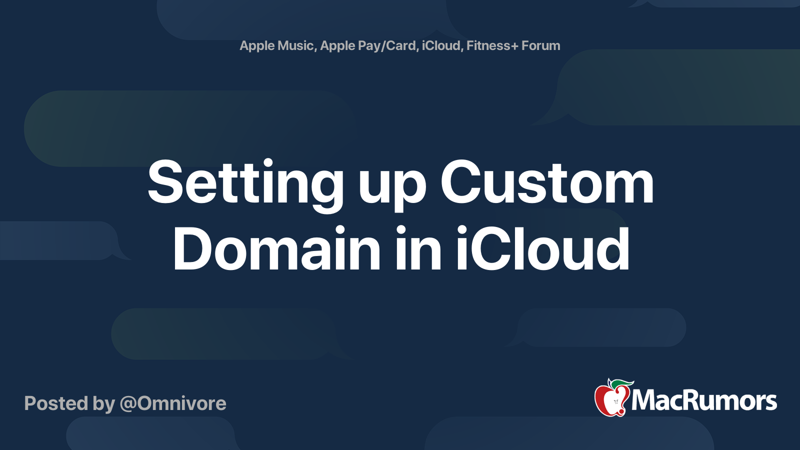 Setting up Custom Domain in iCloud | MacRumors Forums