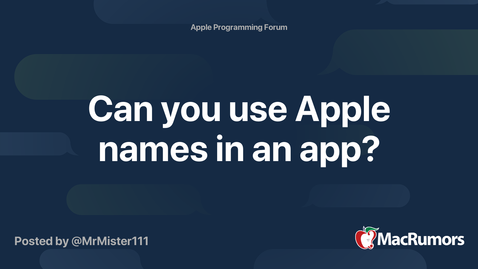 Can you use Apple names in an app? | MacRumors Forums