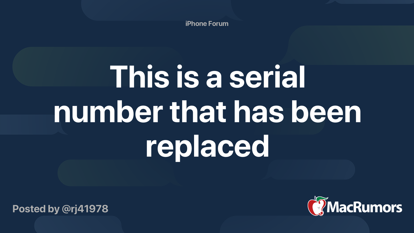 This is a serial number that has been replaced | MacRumors Forums