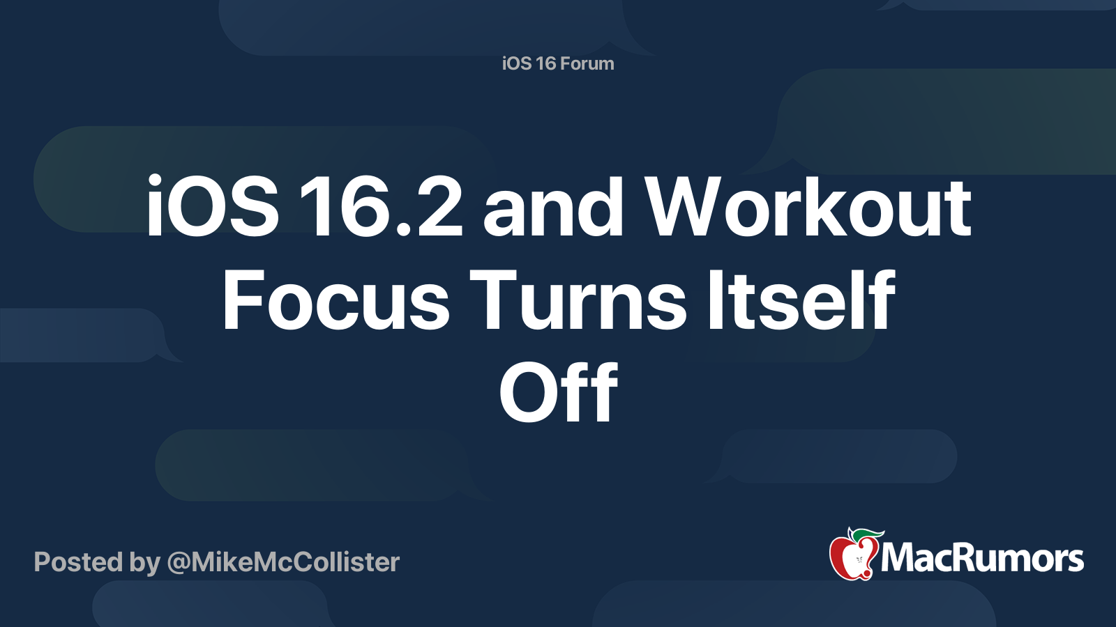 iOS 16.2 and Workout Focus Turns Itself Off | MacRumors Forums