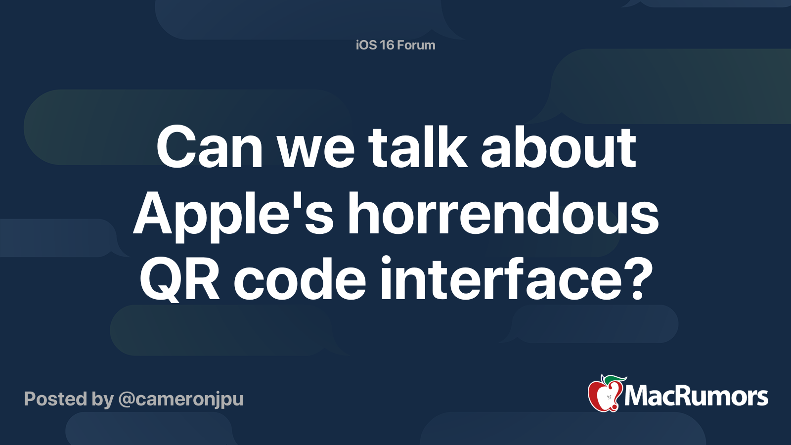 Can we talk about Apple's horrendous QR code interface? | MacRumors Forums