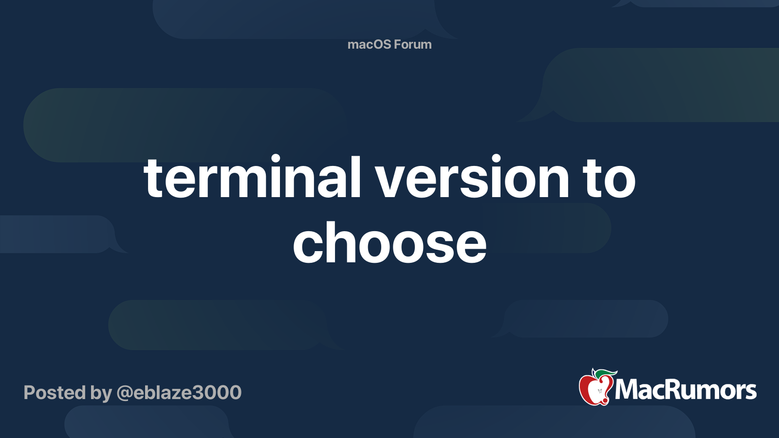 terminal version to choose | MacRumors Forums
