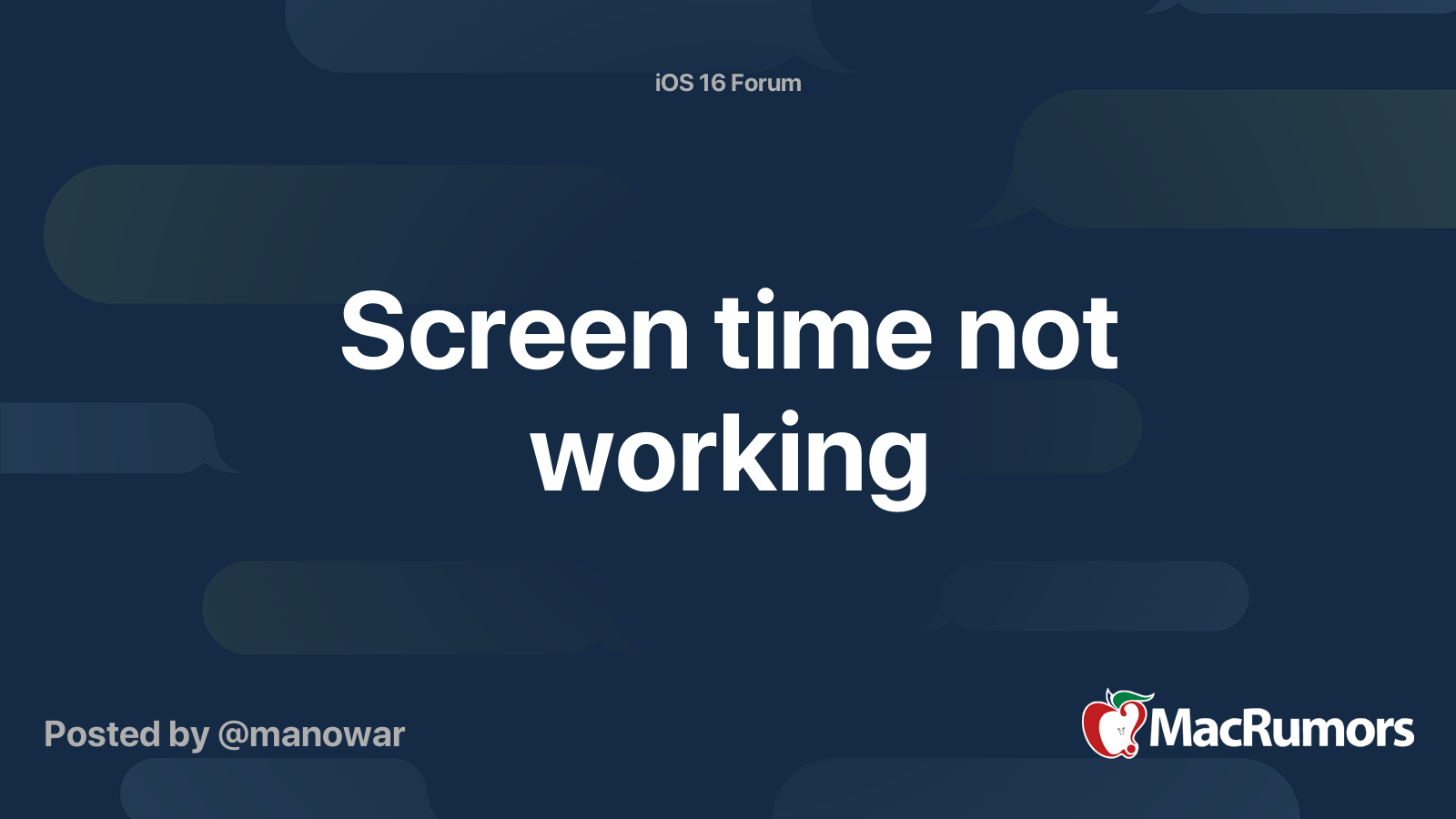 Screen time not working | MacRumors Forums