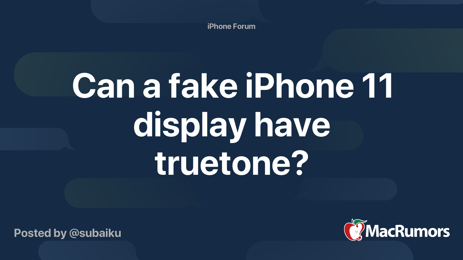 Can a fake iPhone 11 display have truetone? | MacRumors Forums