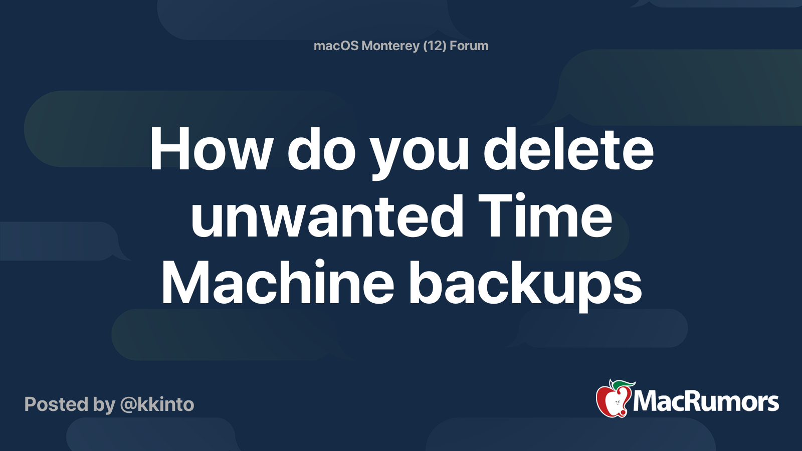 How do you delete unwanted Time Machine backups | MacRumors Forums
