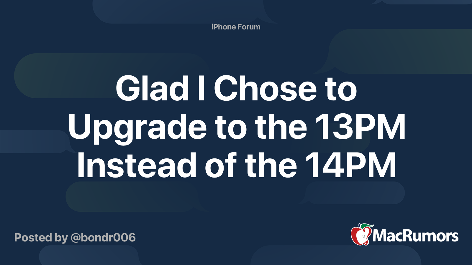 Glad I Chose to Upgrade to the 13PM Instead of the 14PM | MacRumors Forums