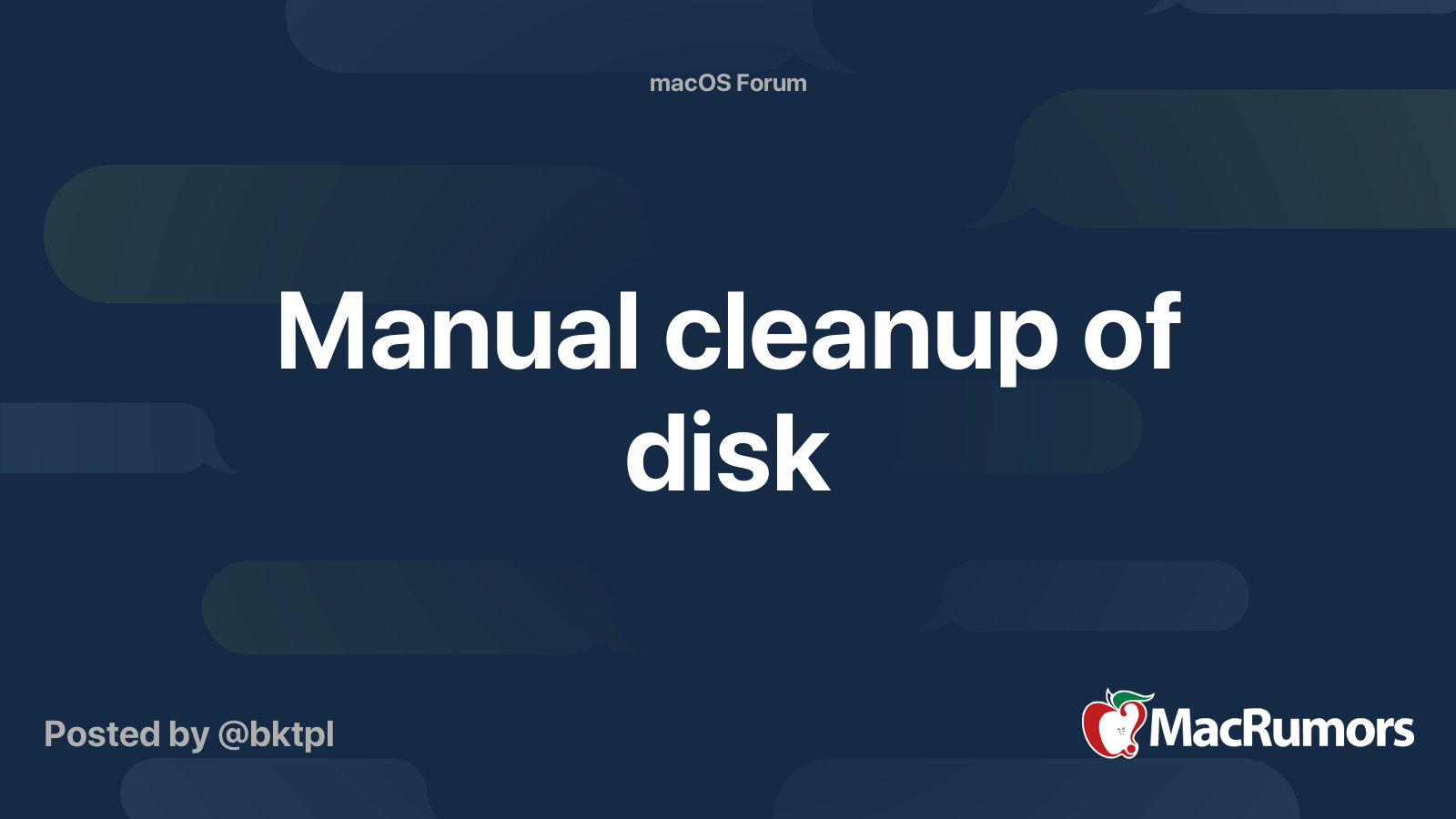 Manual cleanup of disk | MacRumors Forums
