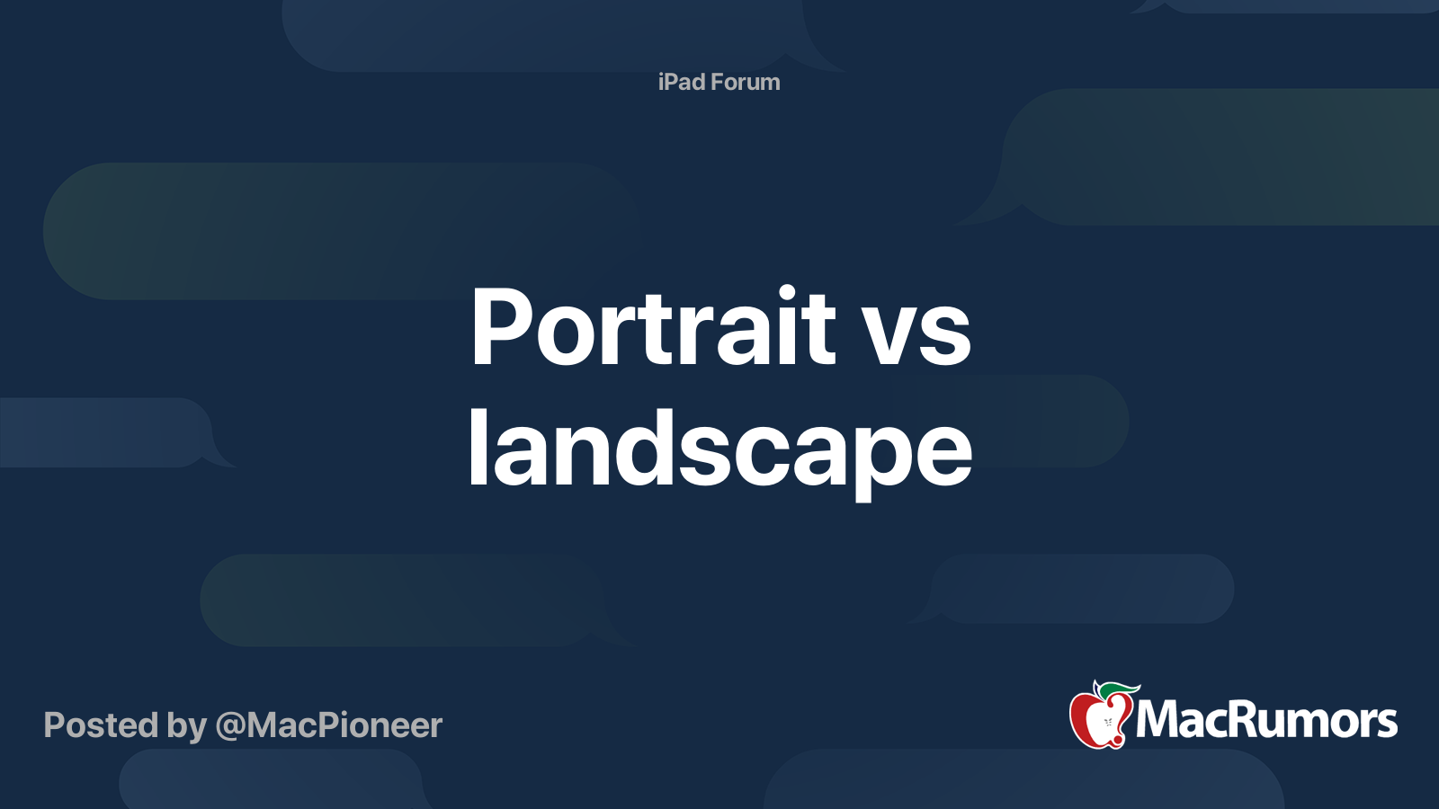 Portrait vs landscape | MacRumors Forums