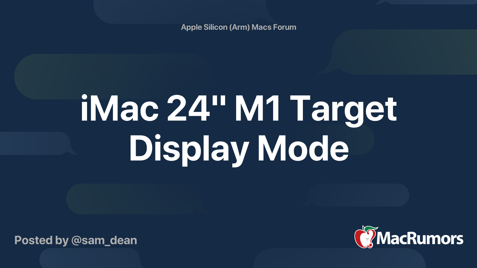 iMac 24" M1 Target Display Mode | MacRumors Forums