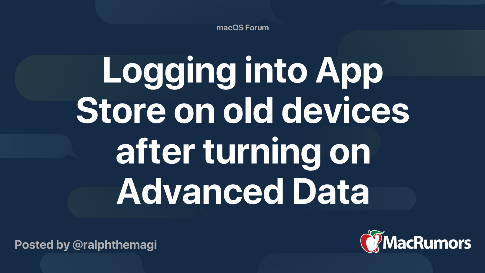 Logging into App Store on old devices after turning on Advanced Data ...