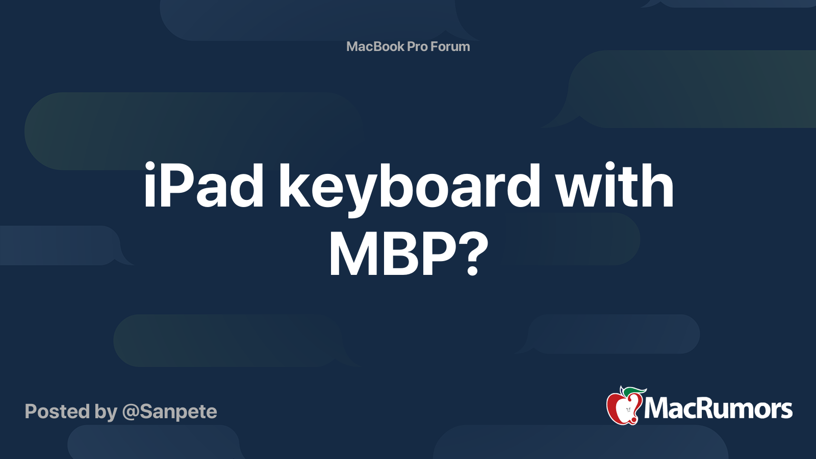 iPad keyboard with MBP? | MacRumors Forums