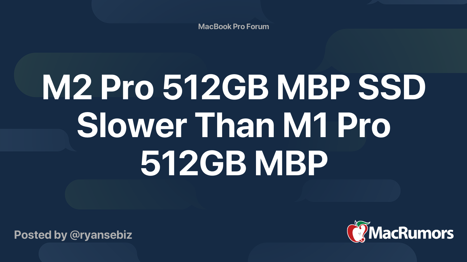 M2 Pro 512GB MBP SSD Slower Than M1 Pro 512GB MBP | MacRumors Forums