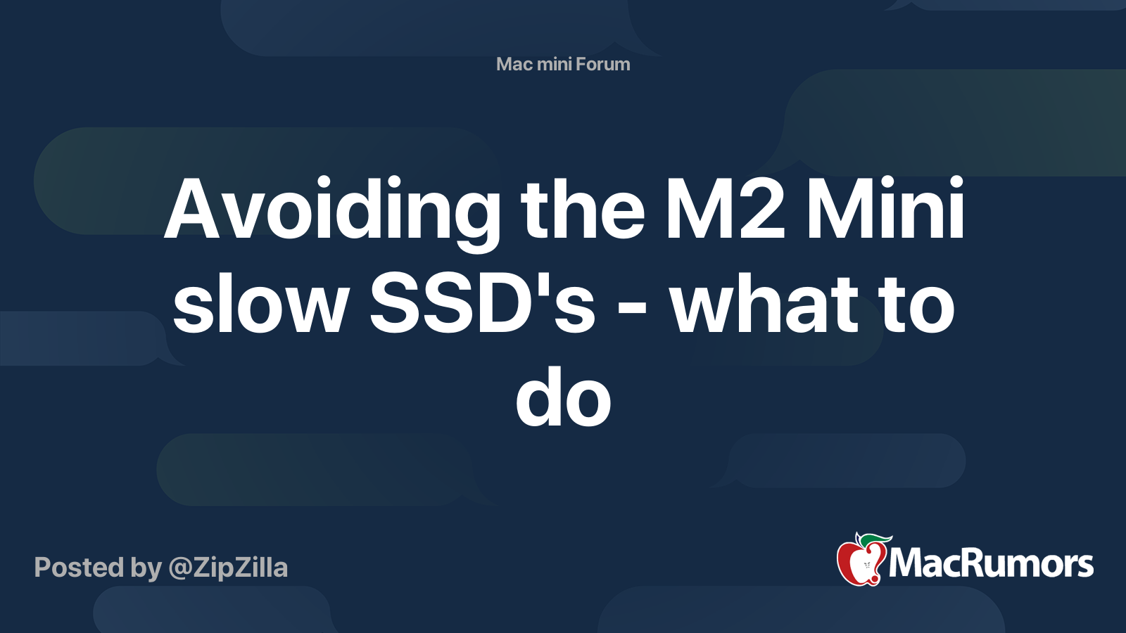 Avoiding the M2 Mini slow SSD's - what to do | MacRumors Forums