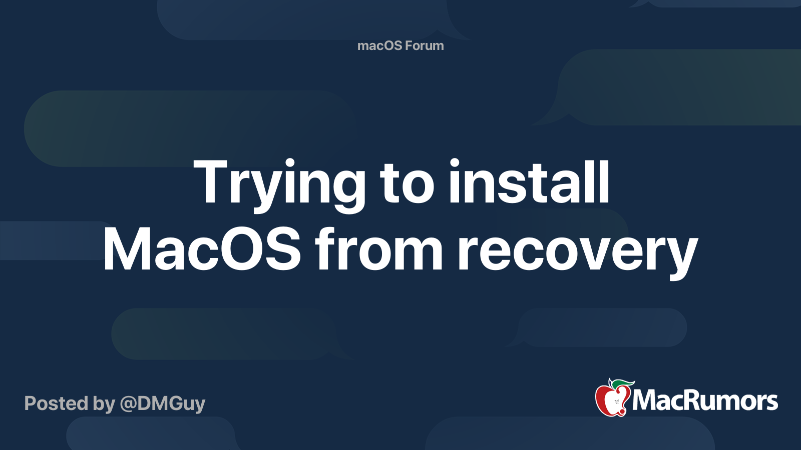 Trying to install MacOS from recovery | MacRumors Forums