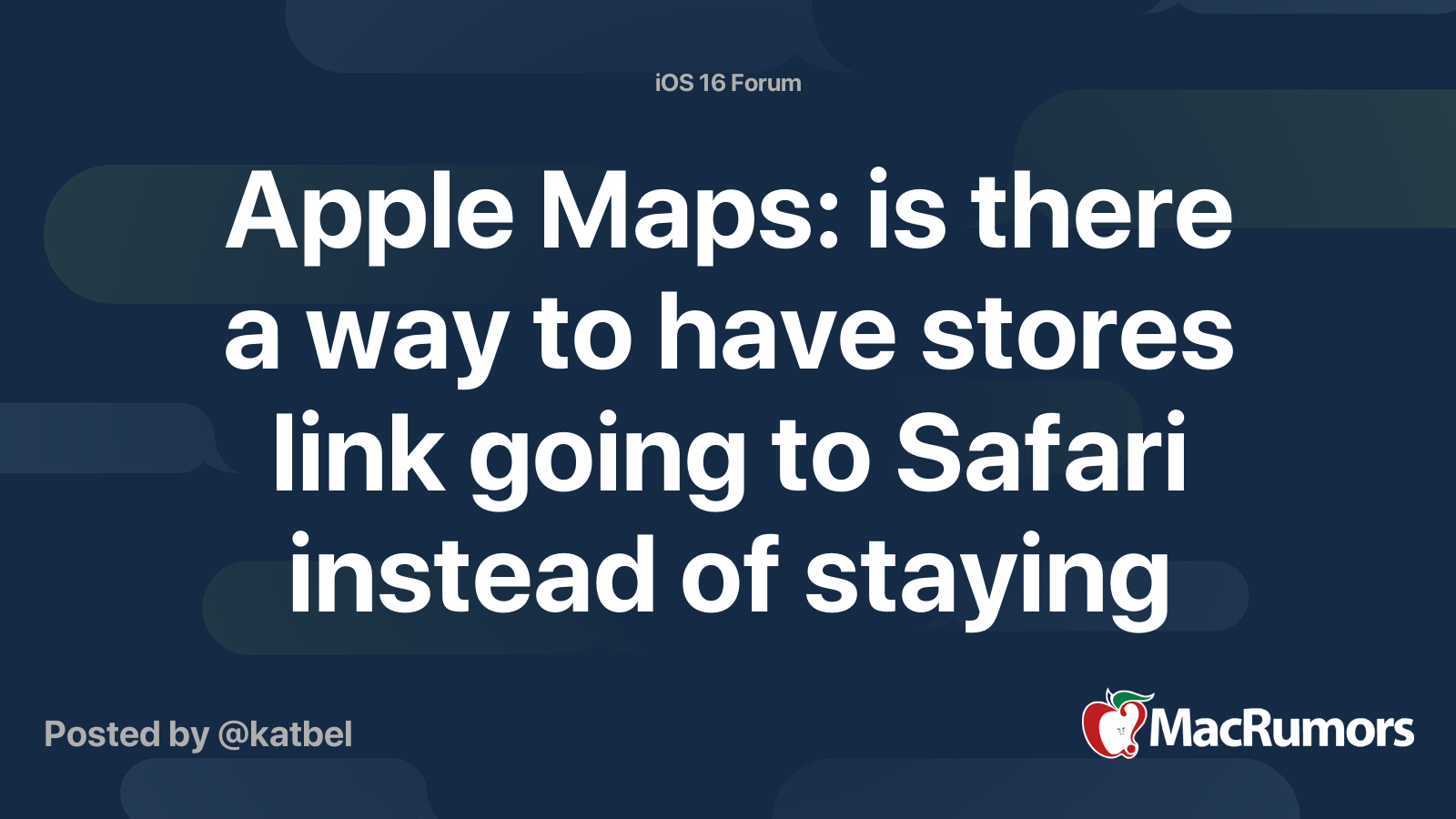 Apple Maps: is there a way to have stores link going to Safari instead of staying in Maps ...