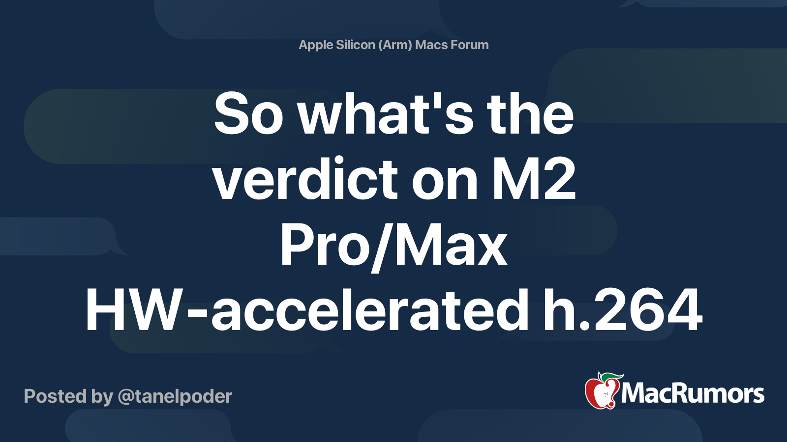 So what's the verdict on M2 Pro/Max HW-accelerated h.264 encoding speed ...