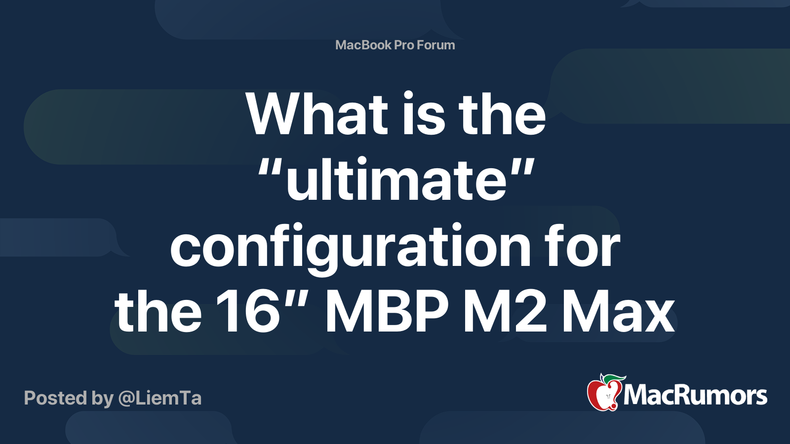 What is the “ultimate” configuration for the 16” MBP M2 Max for pick up ...