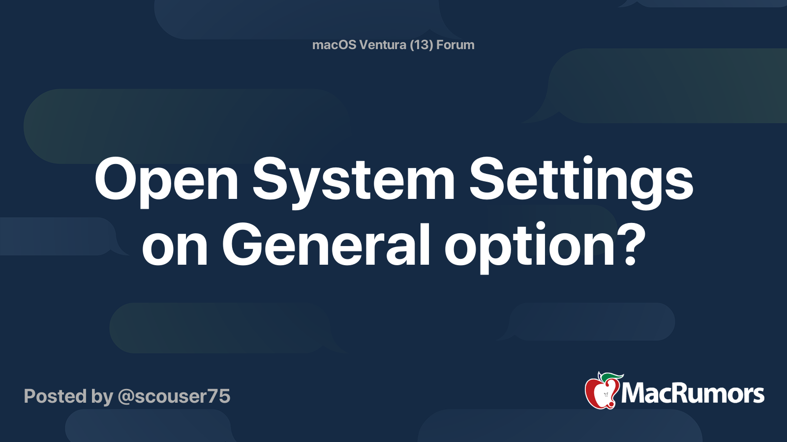 Open System Settings on General option? | MacRumors Forums