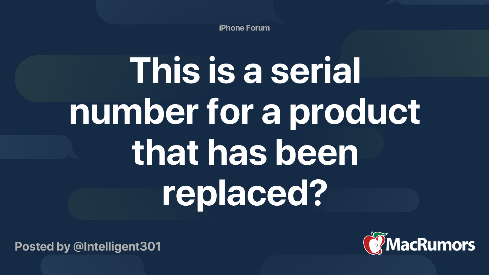 This is a serial number for a product that has been replaced? | MacRumors Forums