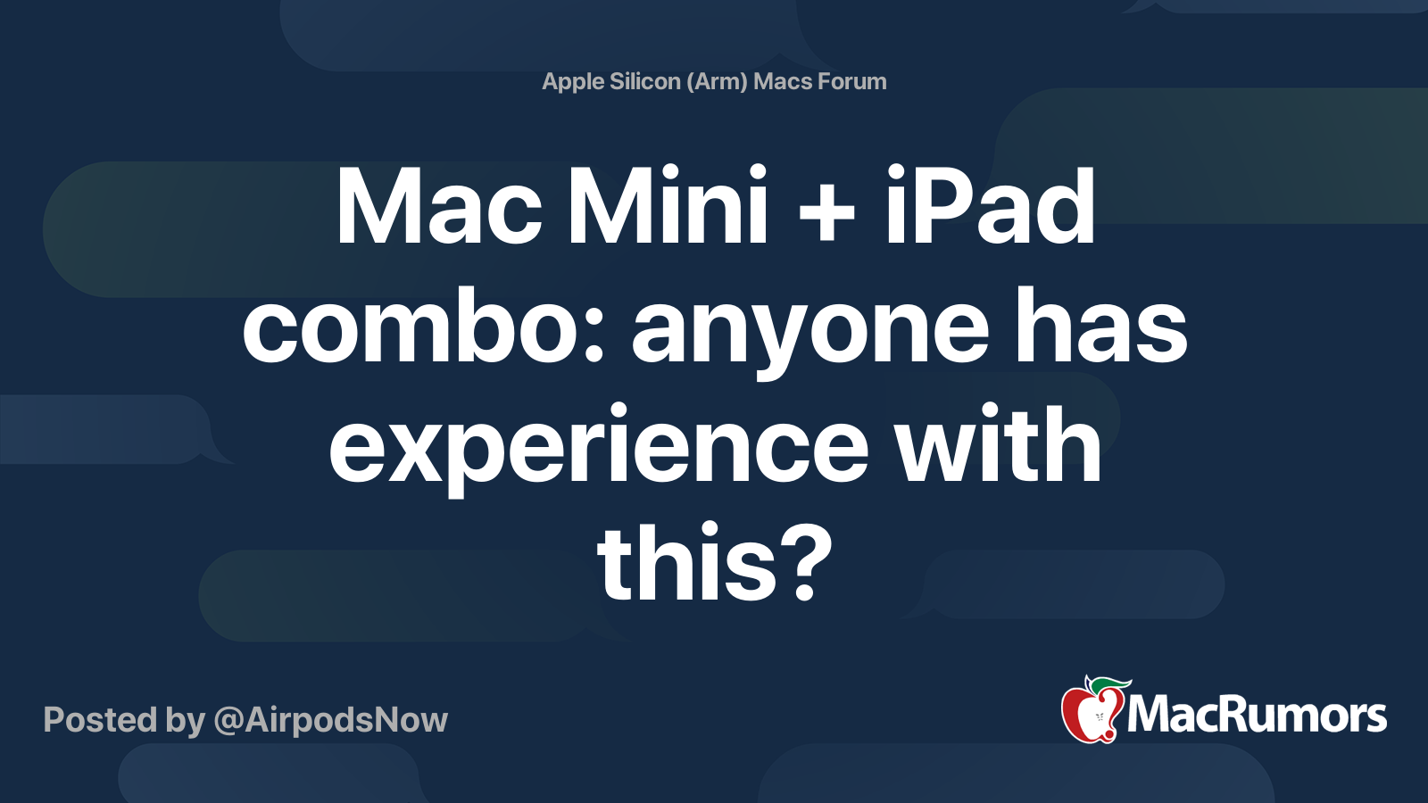 Mac Mini + iPad combo: anyone has experience with this? | MacRumors Forums