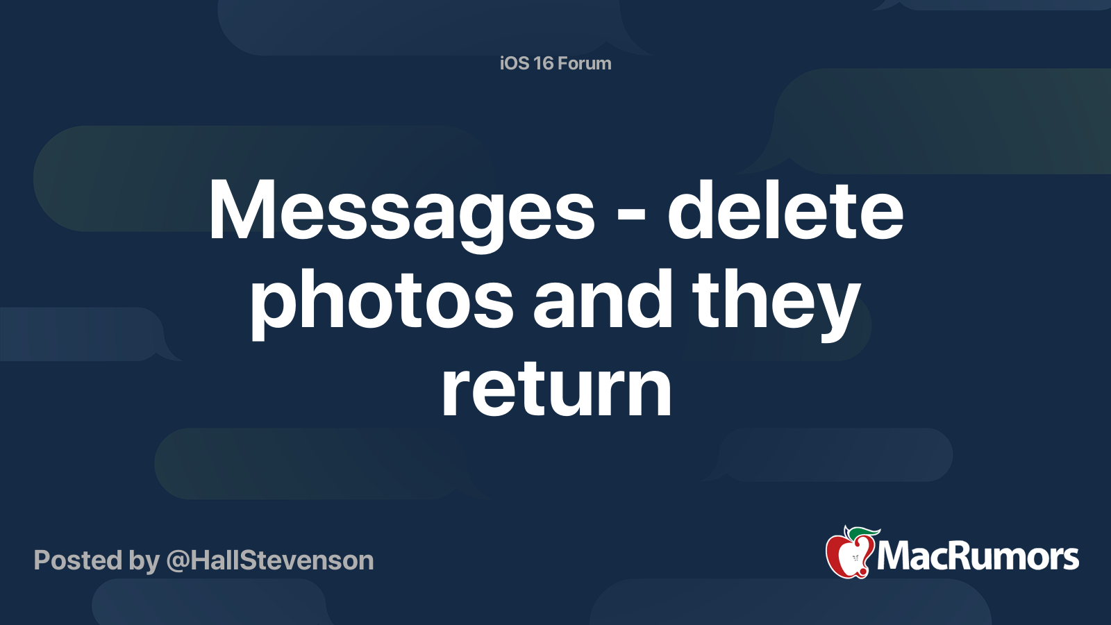 Messages - delete photos and they return | MacRumors Forums