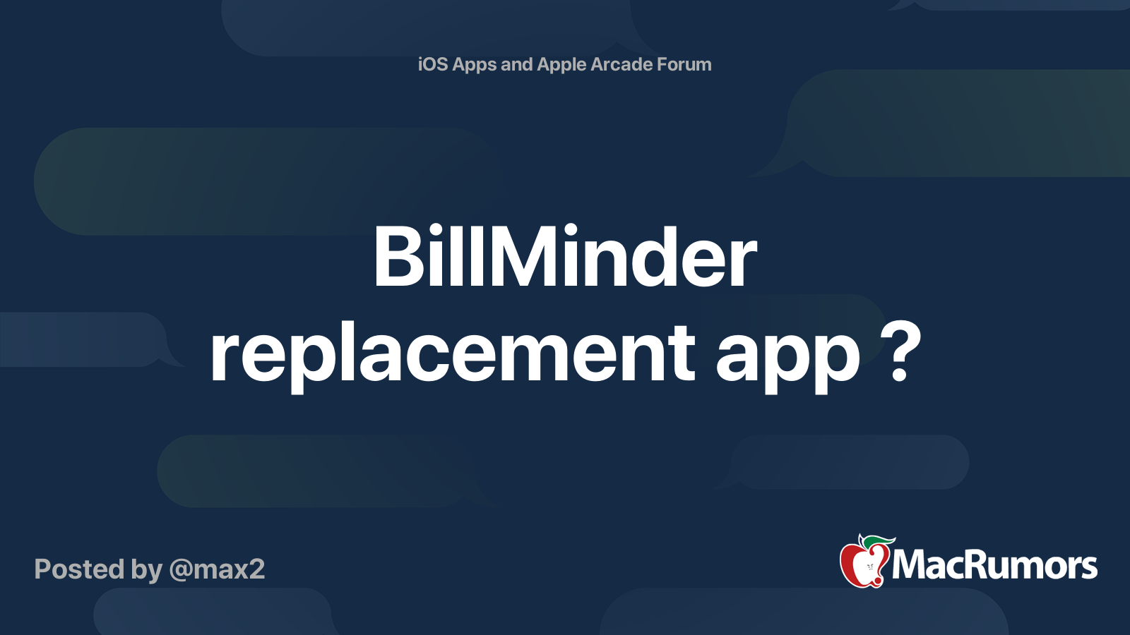 BillMinder replacement app ? | MacRumors Forums