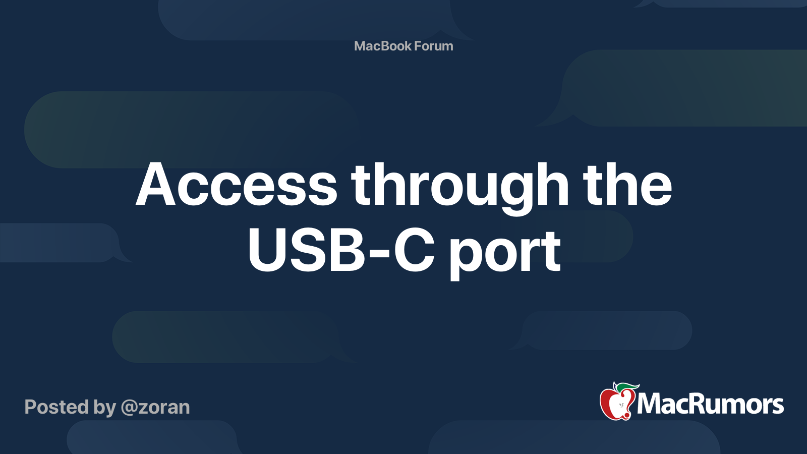 Access through the USB-C port | MacRumors Forums