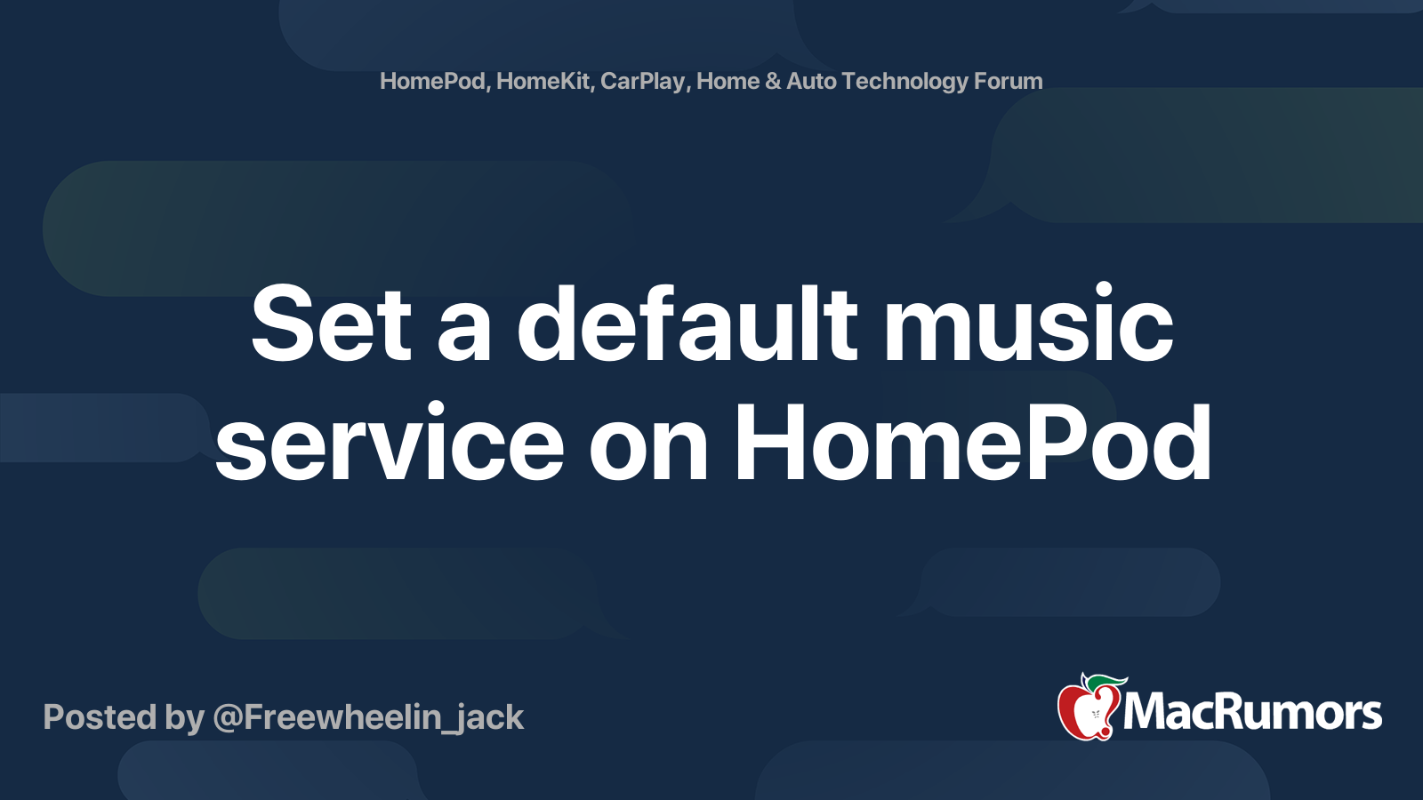 Set a default music service on HomePod | MacRumors Forums