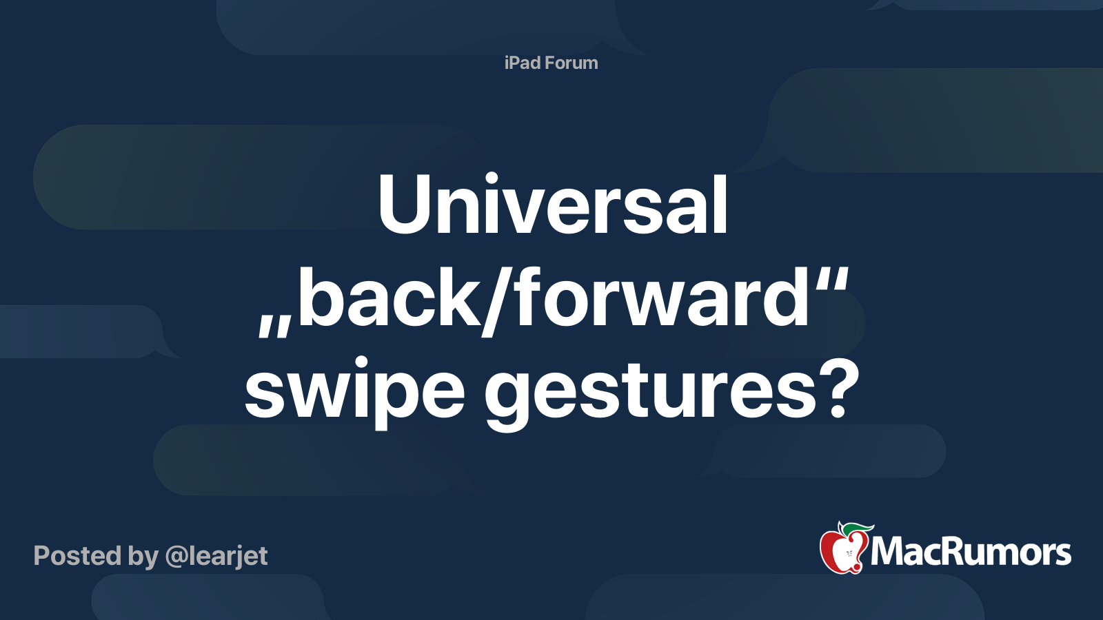 Universal „back/forward“ swipe gestures? | MacRumors Forums