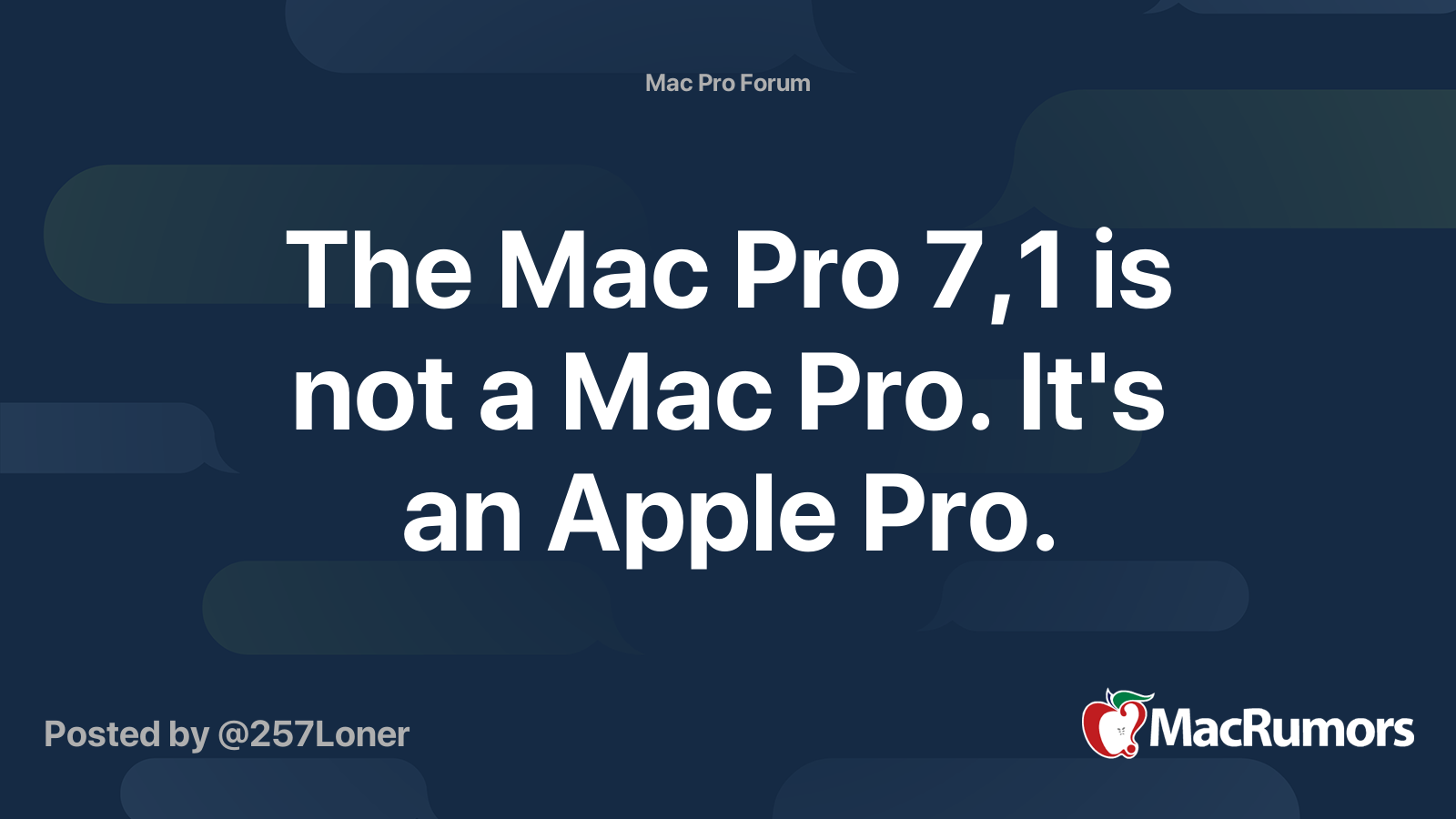 The Mac Pro 7,1 is not a Mac Pro. It's an Apple Pro. | MacRumors Forums