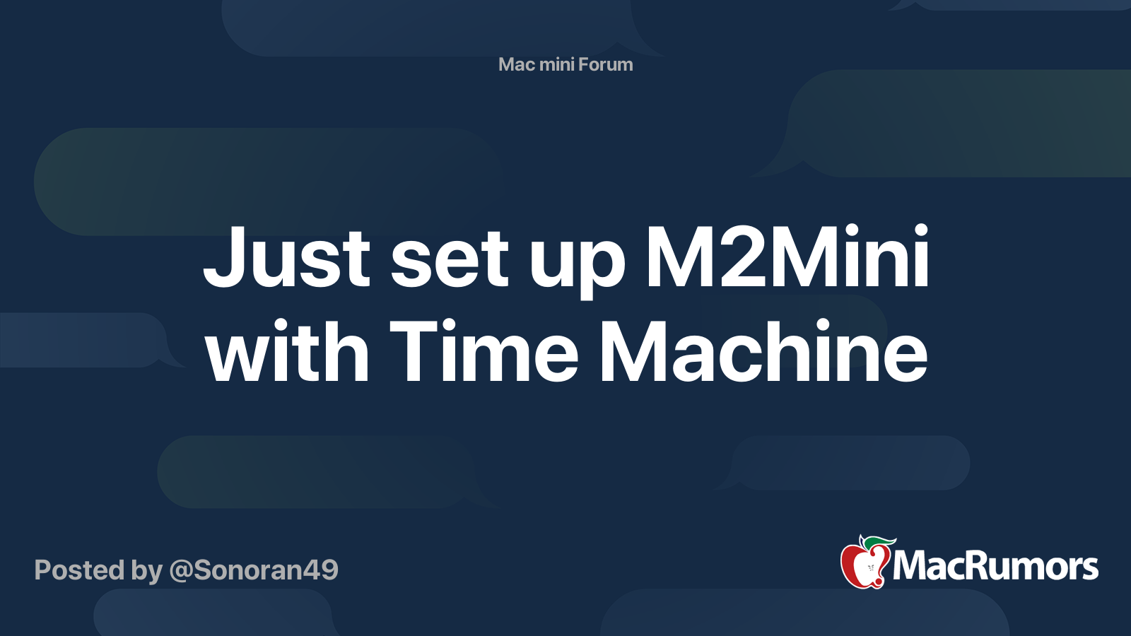 Just set up M2Mini with Time Machine | MacRumors Forums